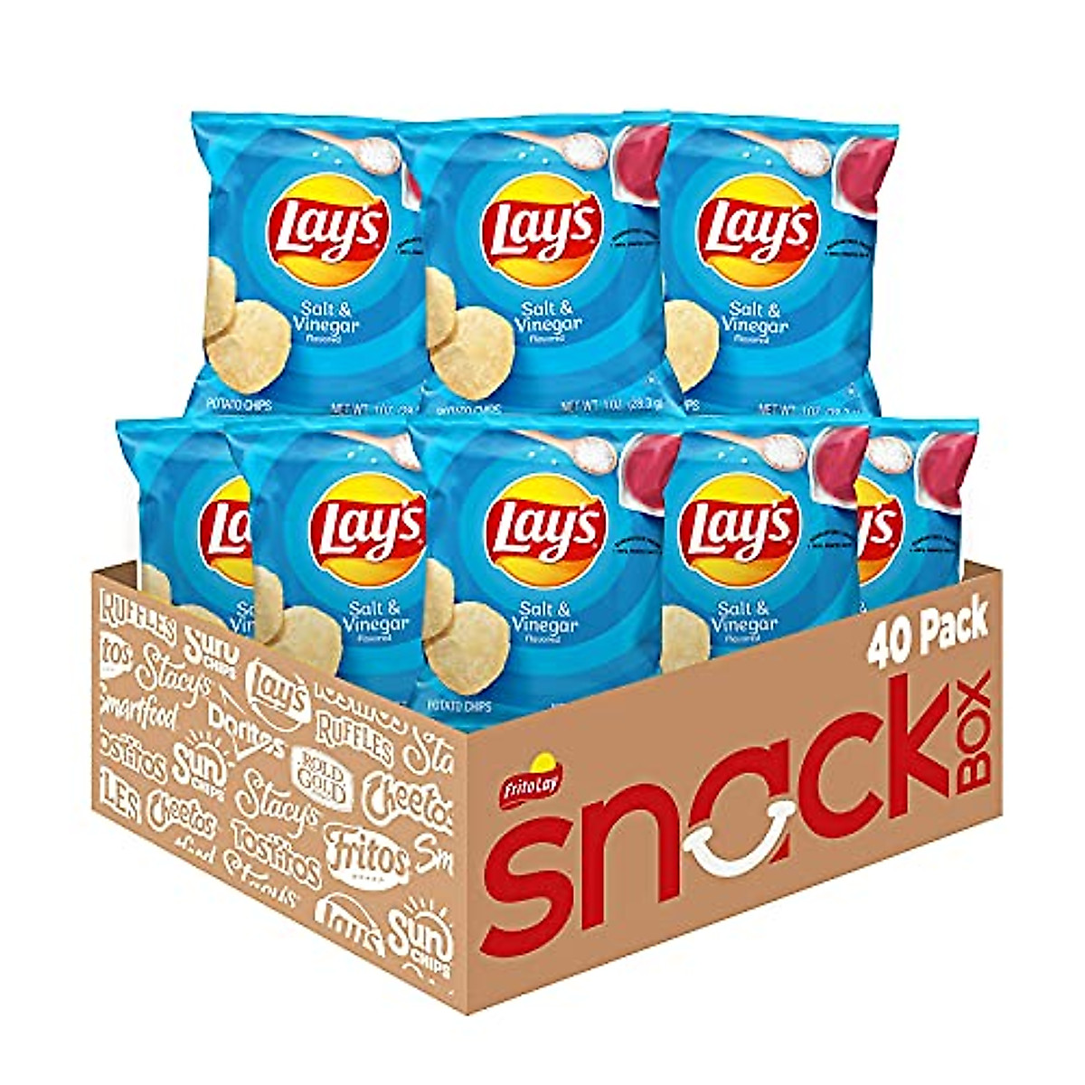 Lay's Potato Chips, Salt & Vinegar, 1 Ounce (Pack of 40)