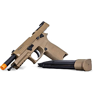 Sig Sauer Proforce 6mm BB Caliber Metal Slide Construction with Full Blow-Back Action 21rd M17 Airsoft Pistol, Coyote Tan, Green Gas Power Source