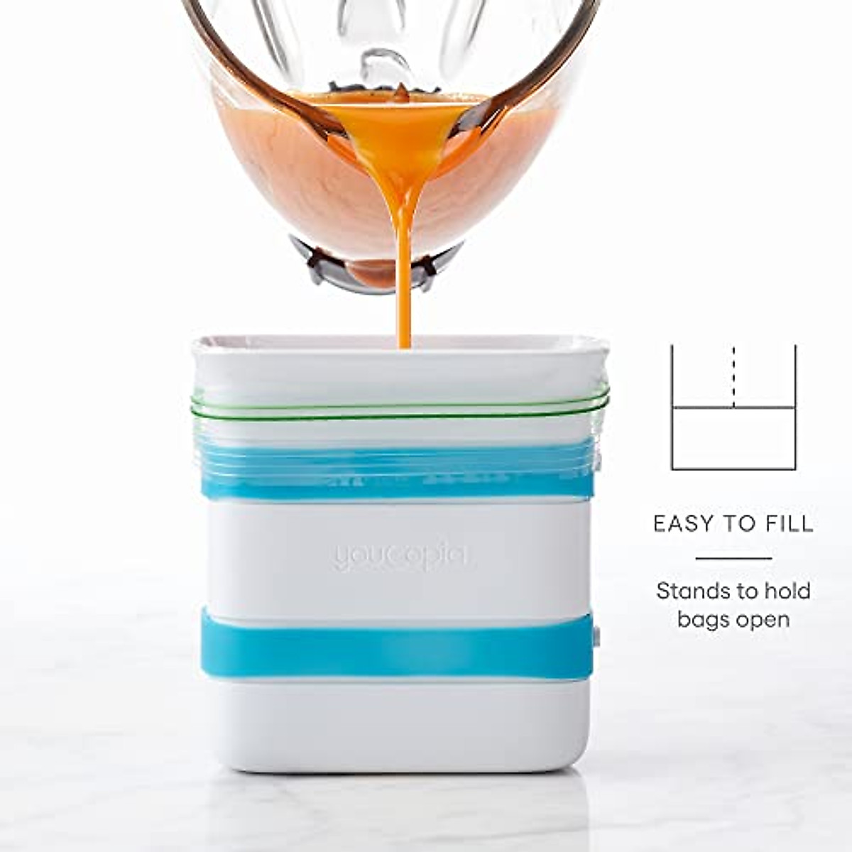 YouCopia FreezeUp Freezer Food Block Maker, 2 Cup, 2-Pack, Meal Prep Bag Container to Freeze Leftovers and Soup