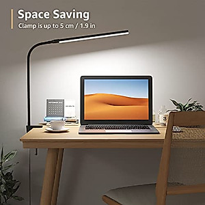 Lepro Clip on Desk Lamp LED Reading light Dimmable USB Clamp Lamp with 3 Color Modes 10 Brightness, Adjustable Flexible Gooseneck Table Light for Bed Headboard, Workbench, Home Office, Computer, Black