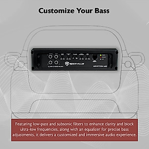 Rockville KRYPTON-M2 Mono Car Amplifier, 1 Ohm, 3000W, Class-D, EQ, Low Pass Filter, Dyno-Certified, Bass Remote, Perfect for Subwoofers and Car Audio