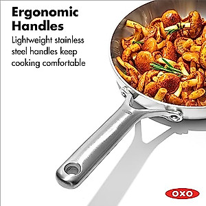 OXO Mira Tri-ply Stainless Steel, 10 Piece Cookware Pots and Pans Set including Ceramic Nonstick Frying Pan, Induction, Multi Clad, Dishwasher and Metal Utensil Safe