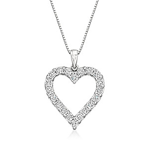 Ross-Simons 0.50 ct. t.w. Diamond Open-Space Heart Pendant Necklace