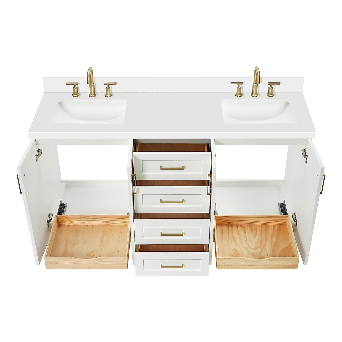 ARIEL Taylor 67 Inch Double Rectangle Sink Vanity with White Quartz Countertop W/1.5" Edge in White