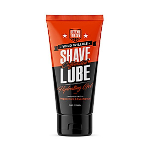 Premium and Hydrating Shaving Gel, Shave Lube by Wild Willies - Formulated with Caffeine, Calming Jojoba Oil & Cooling Eucalyptus Oil to Reduce Redness, Fight Nicks, Cuts, and Razor Burns
