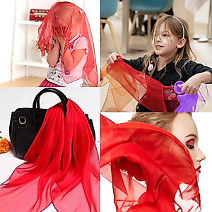 Lolakee Dance Scarves 12 Pcs Juggling Scarves for Kids Play Silk Scarve for Babies Toddlers Children Movement Learning Education Musical Accessories Colorful Scarfs Magic Tricks Performance (Red)