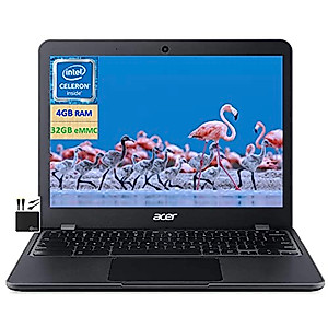 Acer 2022 Newest 512 Chromebook Laptop Student Business, Dual-Core Intel Celeron N4020, 12" HD+ Display, 4GB RAM, 32GB eMMC, Gigabit Wi-Fi 5, Bluetooth 5,12+ Hours Battery, Chrome OS+MarxsolCables