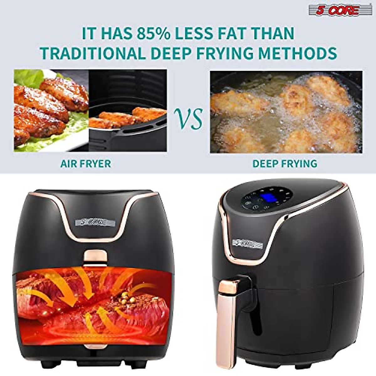 5 Core Air Fryer, 3.8 Quart (3 Liter) Electric Hot Air Fryers Oven 1400W Oilless Cooker with Nonstick Frying Pot and Ergonomic Large Touch Screen, ETL Approved AF 380