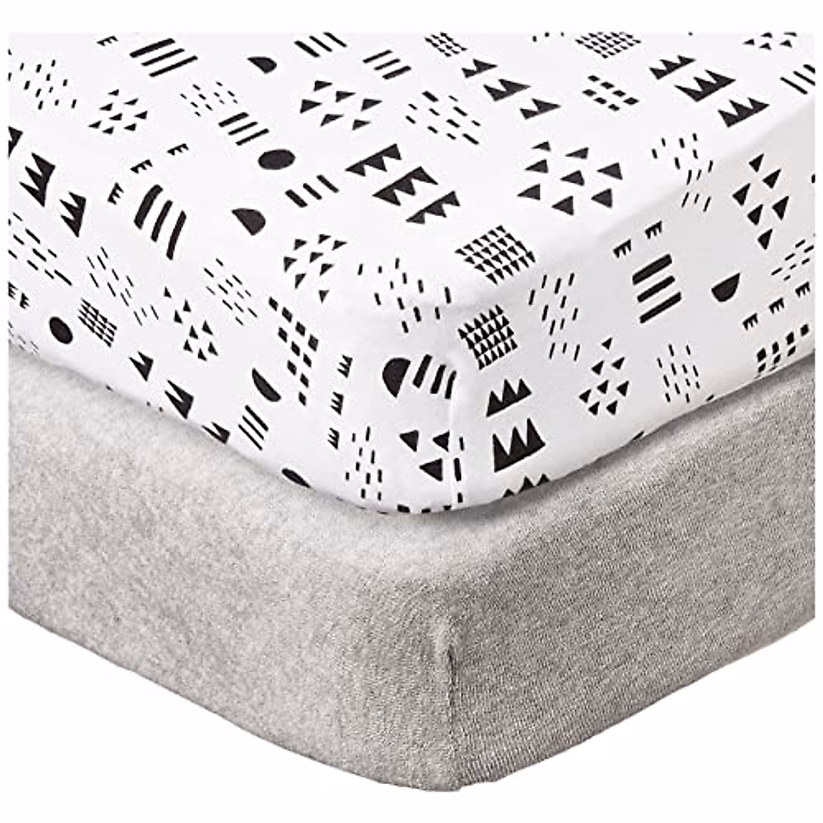 HonestBaby 2-Piece Organic Cotton Printed & Terry Changing Pad Cover Set, Pattern Play, One Size