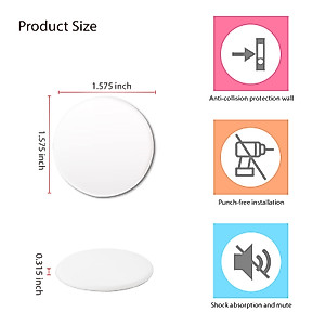 CLOATFET Door Stopper Wall Protector, 3.15" Larger White Silicone Door Stop with Strong Adhesive, Quiet/Shock Absorbent Door Knob Wall Protector Door Bumper to Protect Wall Surfaces(4 Pack 8cm)