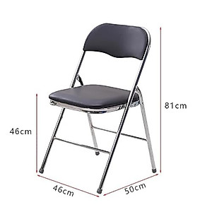 EDLE Electroplating Folding Chair,Home Reclining Chair,Dining Chair,Office Conference Chair,for Home,Office (Color : Black)