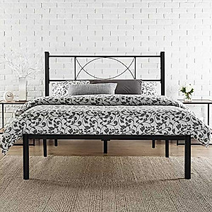 HAAGEEP Full Bed Frame with Headboard No Box Spring Needed with Storage Black Platform Bedframe for Girls Kids 14 Inch Size