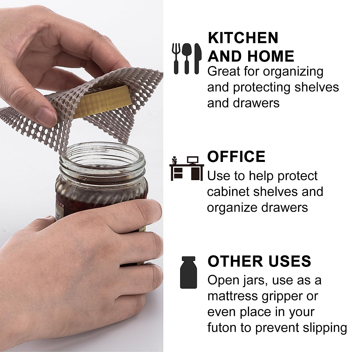 TOROTON Shelf Cabinet Liner Non-Adhesive, 12 in x 20 FT Strong Grip Shelving Liner for Kitchen Cabinets, Non Slip Kitchen Protector Liner for Drawers, Shelves, Cupboards, Refrigerator, Coffee Bean