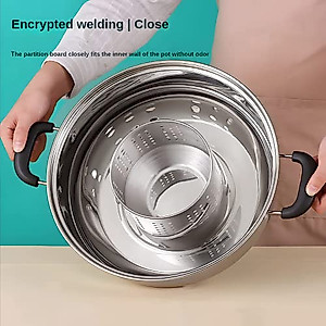 TJHamaipi Stainless Steel Rotary Lift Hot Pot, Shabu Pot, Boil Pot, Suitable for 2-6 People, 7QT Capacity, Iindependent Filter, Thickened Steel, Suitable For Gas Induction Cooker