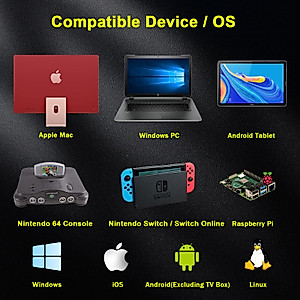 2 Pack 2.4 GHz Wireless Switch N64 Controller, USB Receiver & N64 Receiver, Compatible with Windows PC iOS Mac Raspberry Pi, N64 / Switch Online/NSO - (Rechargeable) (Plug and Play) - Black