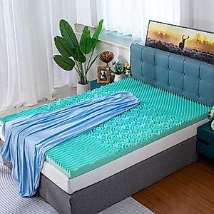 Askme Mattress Topper Full 3 Inch Zoned Cooling Gel Memory Foam with Bonus Breathable Cover,Air Flow Design｜US and Euro Certified, Full Size 3"