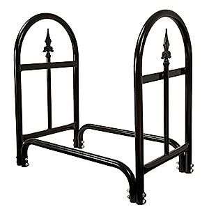 Pure Garden Alloy Steel 50-127 Fireplace Log Rack with Finial Design, Black