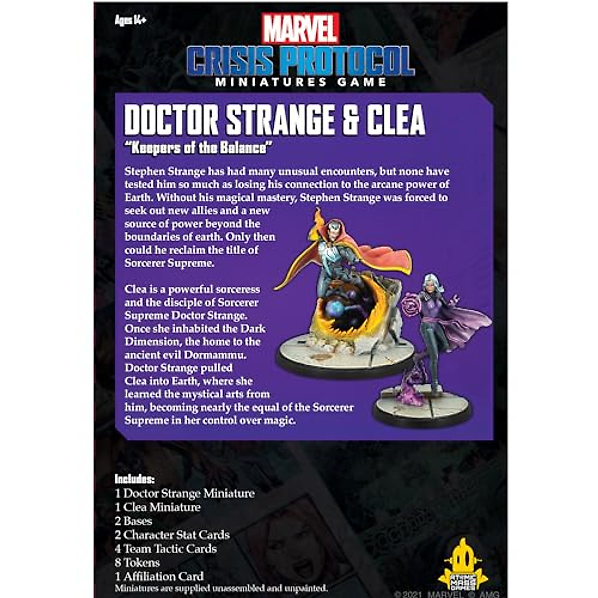 Marvel: Crisis Protocol Doctor Strange & Clea Character Pack - Sorcerer Supreme and Devoted Disciple Unite! Tabletop Superhero Game, Ages 14+, 2 Players, 90 Minute Playtime, Made by Atomic Mass Games