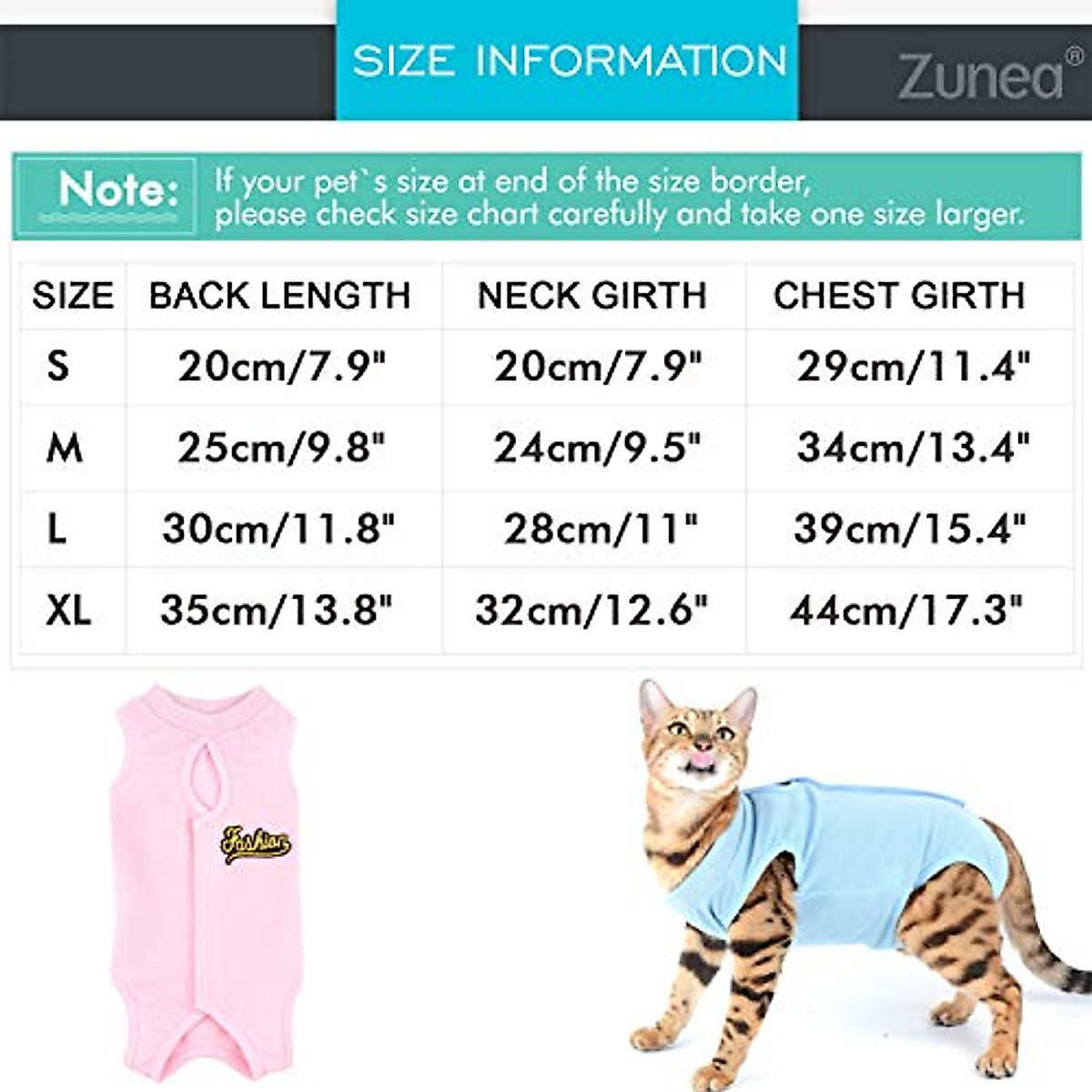 Zunea Cat Surgery Recovery Suit for Abdominal Wounds Soft Cotton Skin Diseases Clothes After Surgery Wear Cone E-Collar Alternative Clothing Kitten Surgical Pajama for Anti Licking Banana M