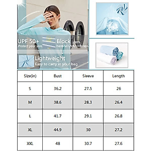 LUYAA Womens UPF 50+ Sun Protection Hoodie Shirt Long Sleeve Fishing Hiking Outdoor UV Shirt Lightweight Thumb Holes Blue S