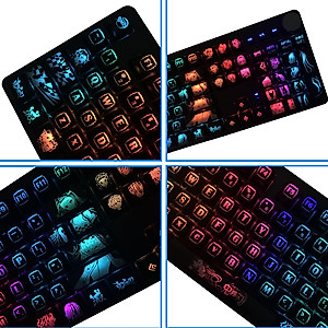 Japanese Anime Demon Slayer Translucent Keycaps 108 PBT Dye Sublimation OEM Profile for Cherry Mx Gateron Kailh Switch Mechanical Keyboard (Only keycaps)