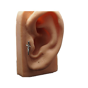 Sterling Silver Dagger - 16g Surgical stainless steel Labret Barbell, Push Pin Post , Flat Back ,Cartilage earring, Piercing Jewelry (6 Millimeters)