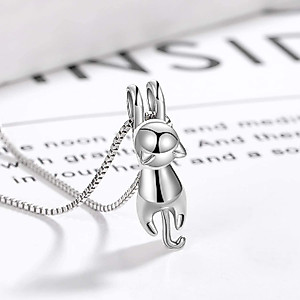 Step Forward Cat Necklaces for Women Sterling Silver: Cute Furry Cat Pendant Necklace for Female Pet Lovers, Mother's Day Birthday Graduation Christmas Gifts Jewelry