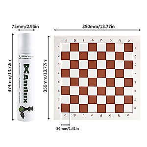 Andux Chess Game Set Chess Pieces and Rollable Board QPXQ-01 (Brown,35x35cm)