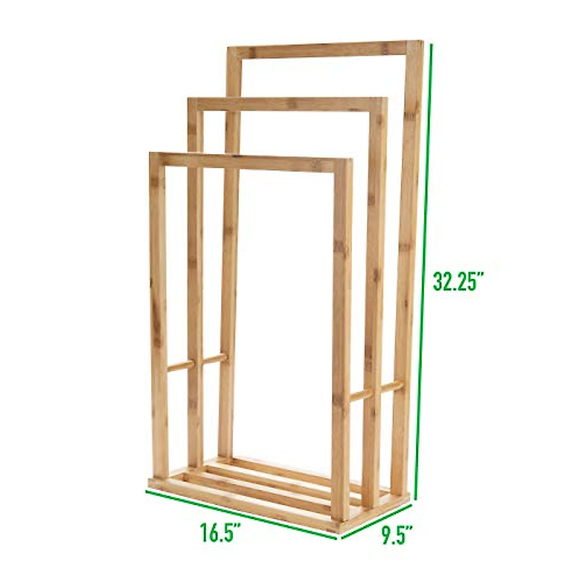 Mind Reader 3-Tier Bamboo, Bathroom Towel Bar, Pool Drying Rack, Quilt Stand, Multi-Level, Brown