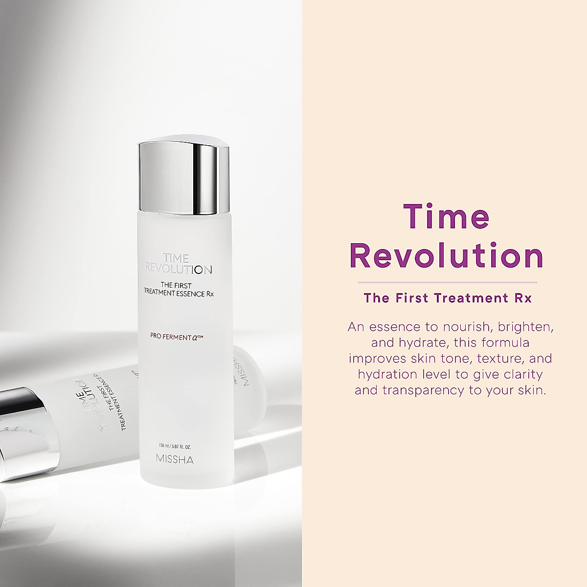 MISSHA Time Revolution The First Treatment Essence RX 150ml - Essence/Toner that Moisturizes and Smoothes the Skin Creating A Clean Base - Amazon Code verified for Authenticity