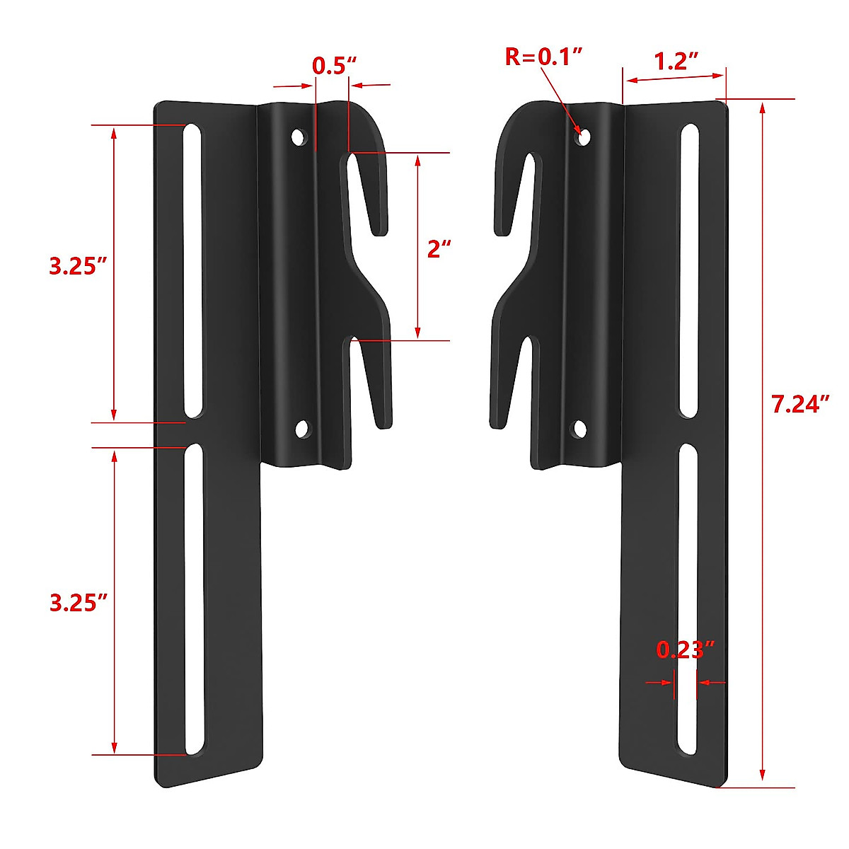 KOPKIO 2Pcs #711 Bed Frame Brackets for Headboard or Footboard,Bolt-On to Hook-On Conversion Brackets Bed Hook Adapter,Headboard Hook Set Extra Heavy Duty,Black