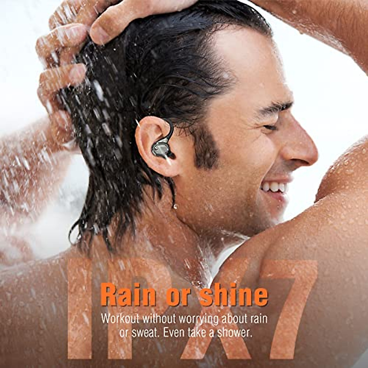 EDKKIE Wireless Earbuds with Earhooks for Small Ears, Mini Wireless Headphones with Microphone, IPX7 Waterproof, 24H Playtime, Stereo Earphones for Sport and Working Out