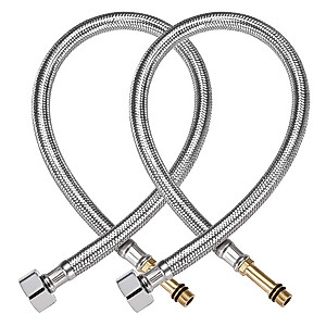 uxcell Faucet Supply Line Connector G1/2 Female x M10 Male 16 Inch Length 304 Stainless Steel Hose 2Pcs