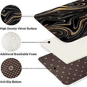 Tayney Marble Shower Curtain Sets with Toilet Lid Cover and Non-Slip Rugs, Black Gold Marbling 4 Pcs Bathroom Curtains Shower Set, Modern Abstract Ancient Art Bathroom Accessories Set with 12 Hooks