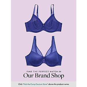 Curvy Couture Women's Size No Show Sheer Mesh High Cut Brief-Panty, Cosmic Blue, Medium Plus