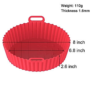 4Pack Air Fryer Silicone Liners Pot for 3 to 5 QT Silicone Basket Disponsable Oven Liner Accessories Reusable Replacement of Flamable Parchment Paper Brown Blue Gray Pink