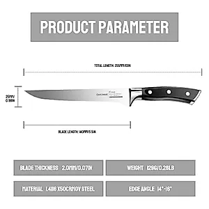 OAKSWARE Boning Knife 5.5-Inch, German Stainless Steel, Full-Tang, Fillet Knife, Kitchen Knife, Multipurpose Meat Knife for Boning, Filleting and Trimming, With Ergonomic ABS-Handle