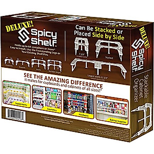 Spicy Shelf Deluxe - Expandable Spice Rack and Stackable Cabinet & Pantry Organizer (1 Set of 2 shelves) - As seen on TV Deluxe (Spicy Shelf Organizer)