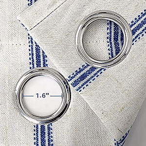 DriftAway Farmhouse Linen Blend Blackout Curtains 84 Inches Long for Bedroom Vertical Striped Printed Linen Curtains Thermal Insulated Grommet Lined Treatments for Living Room 2 Panels W52 x L84 Navy