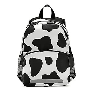 Black Cow Printed Kids Backpack for Toddlers, Kid's Backpack for Boys Girls, Kindergarten Preschool Nursery Travel Bag