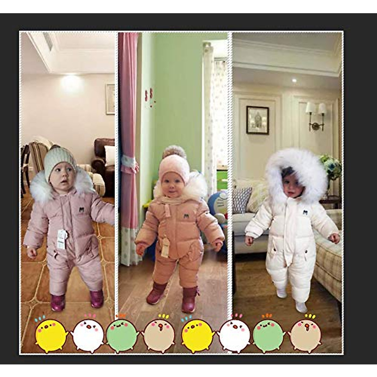 XIFAMNIY Baby Girls and Boys Snowsuit Winter suits Jumpsuit Outwear Hooded Footie Snow suits