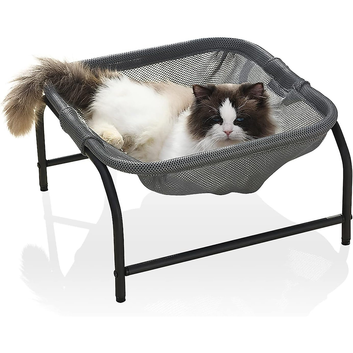 JUNSPOW Cat Bed [Designed for Big Cats] Cat Hammock Dog Bed Pet Square Hammock Bed Free-Standing Kitty Sleeping Couch Pet Supplies Whole Wash Stable Detachable Easy Assembly Indoor Outdoor