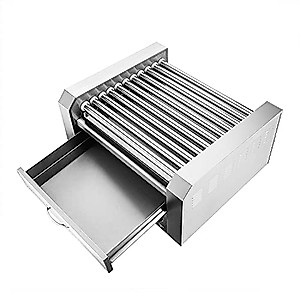 PartyHut 30 Hot Dog Roller Warmer Grill Cooker Machine, Commercial Grade, (with Bun Warmer Drawer, 11 Non-Stick Rollers, 30 Hot Dog Sausage Grill Cooker, and Removable Stainless Steel Drip Tray)