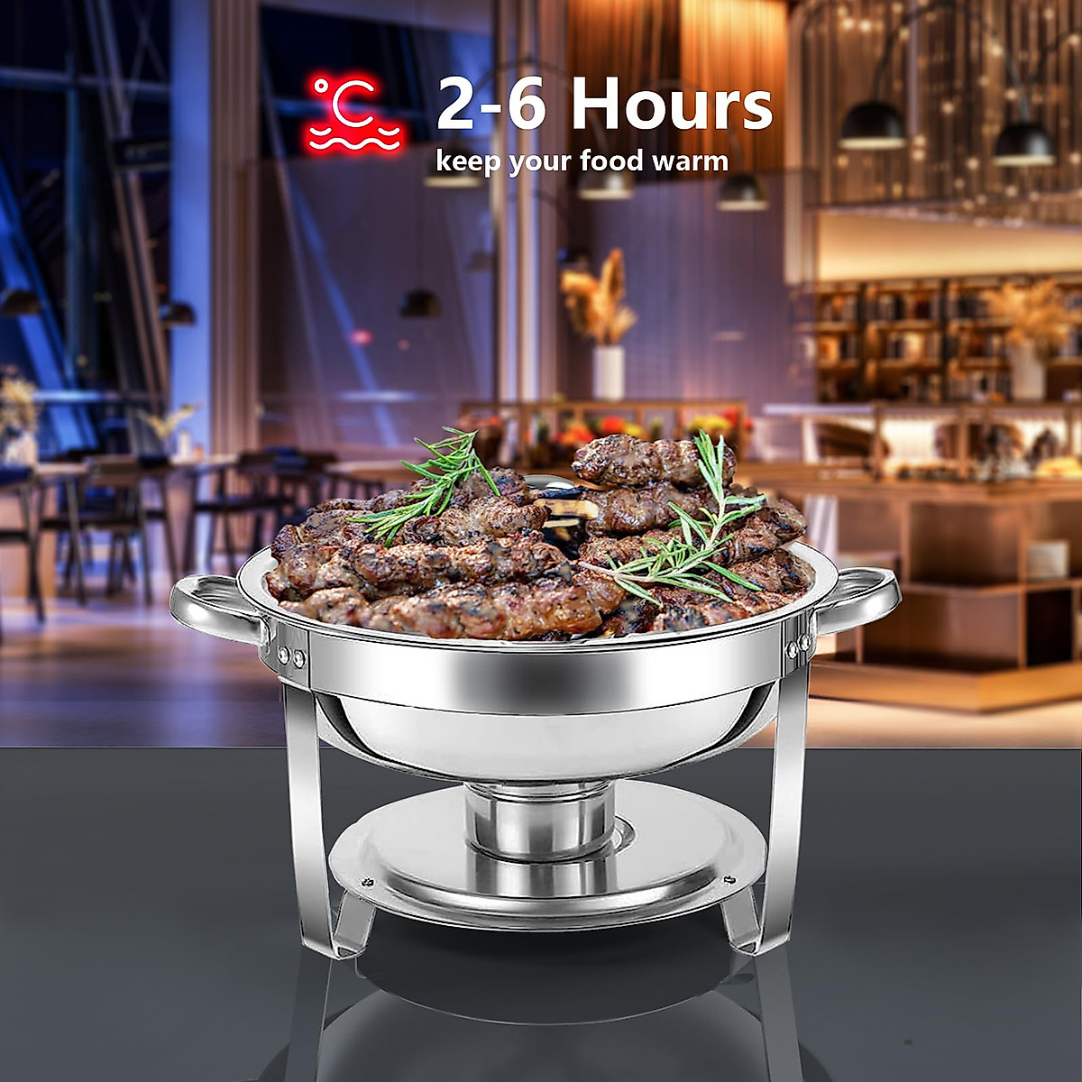 Chafing Dish Buffet Set 5 QT 4 Packs Stainless Steel Buffet Servers and Warmers, Chaffing Servers with Covers, Catering, Chafer,Food Warmer for Parties Weddings