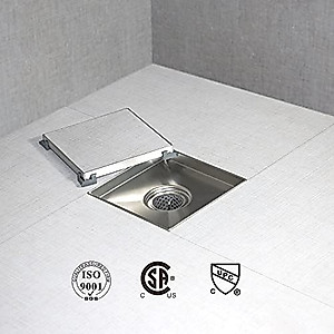 SaniteModar Shower Drain, 6 inch Shower Floor Drain with Shower Drain Base, Tiled Insert 2 in 1 Panel Shower Drain, 304 Stainless Steel Brushed Shower Drain with Hair Strainer and Threaded Adapter