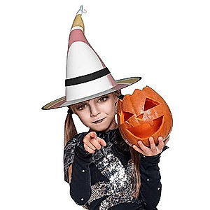 EVANEM Multicolor Rainbow 2 Pcs Halloween Witch Hats With Led Lights Halloween Decorations Hat For Women Glowing Witch Hat