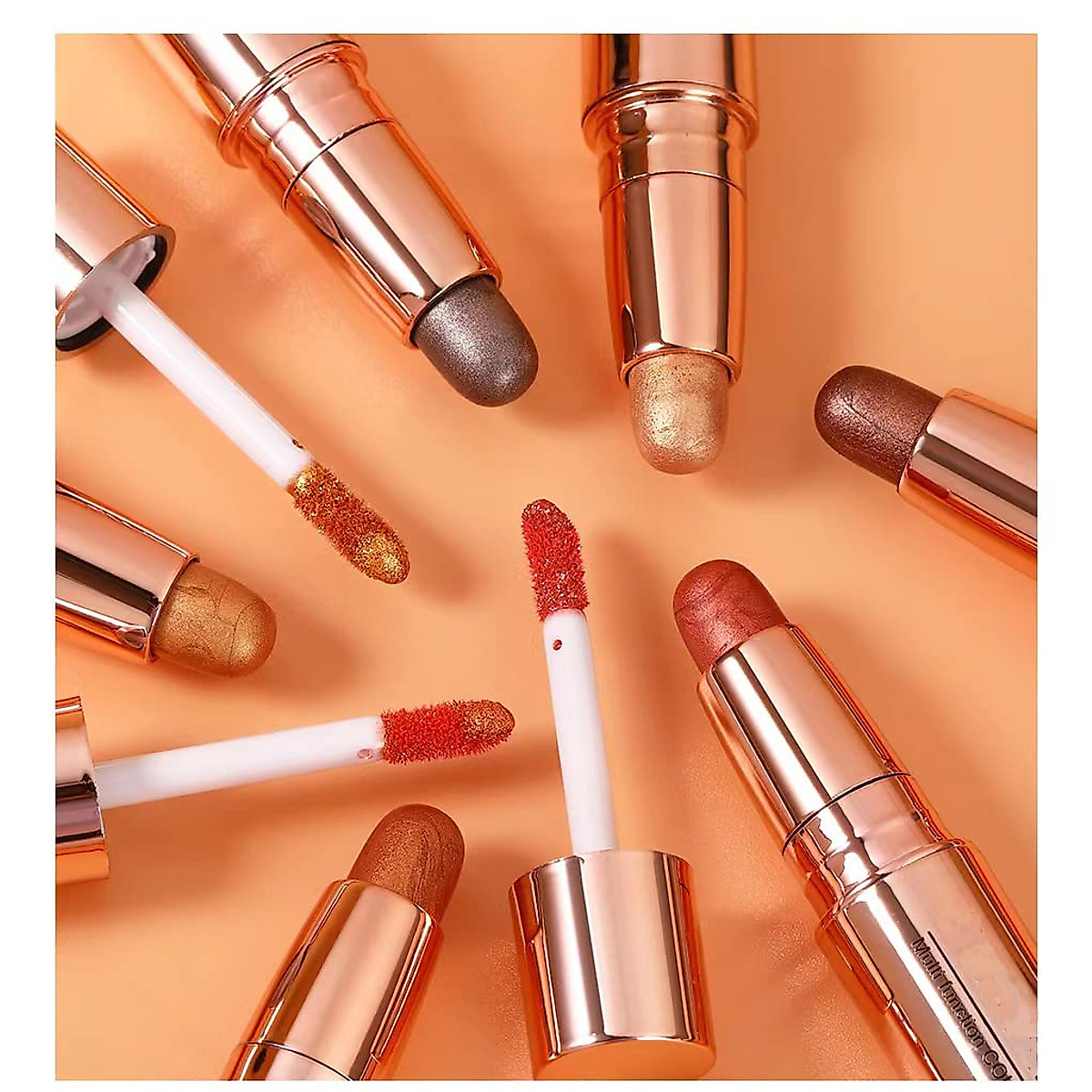 ABELYN 2-in-1 Cream Eyeshadow Stick 6 Colors Metallic Shimmer Eye Shadow Sticks & Highlighter Makeup Liquid Eye Shadow Pencil for Eyes (Pack of 6)