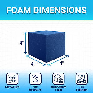 Isellfoam Foam Pit Cubes/Blocks 500 pcs. (BLUE) 4"x4"x4" Flame Retardant Foam Blocks for Gymnastics, Freerunning and Parkour Courses, Skateboard Parks, BMX, Trampoline Arenas, Made in USA