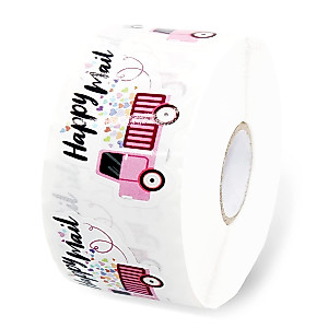 Muminglong Thank You Sticker, Small Business, Handmade Sticker, 500 PCS (Happy Mail Truck, Yellow, Cartoon Truck Style)