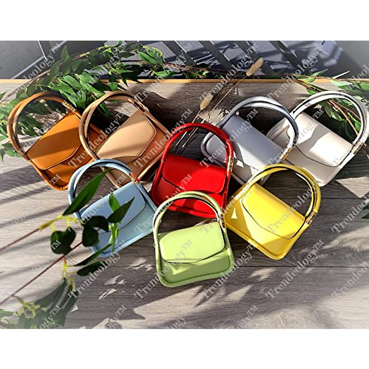 Womens Girls Small Vegan Leather Top-Handle Satchel Clutch Purse Crossbody Bag (Double Handle Satchel - Lime)